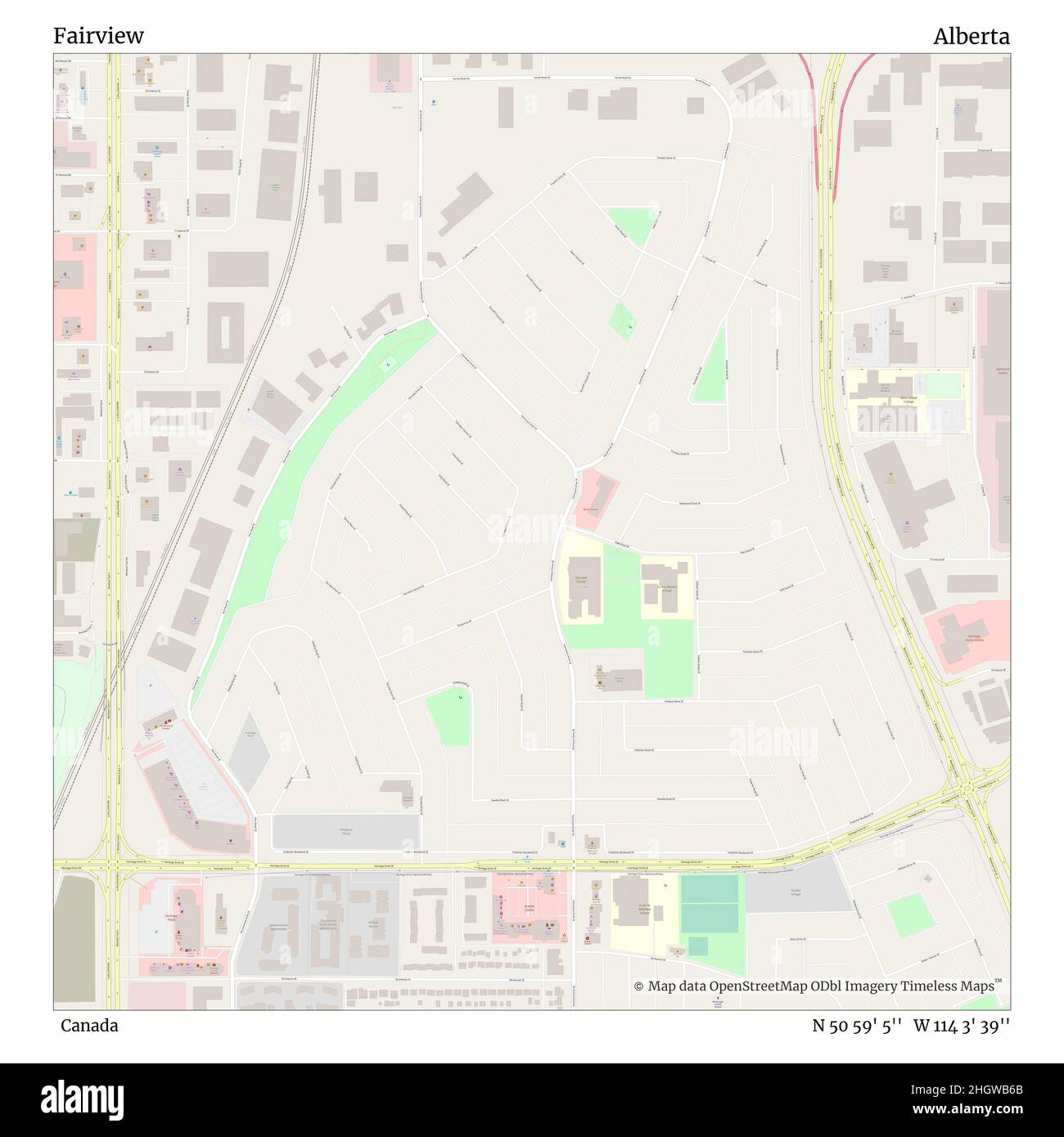 Fairview, Kanada, Alberta, N 50 59' 5'', W 114 3' 39'', map, Timeless ...