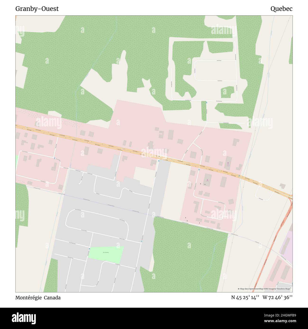 Granby-Ouest, Montérégie, Kanada, Quebec, N 45 25' 14'', W 72 46' 36 ...