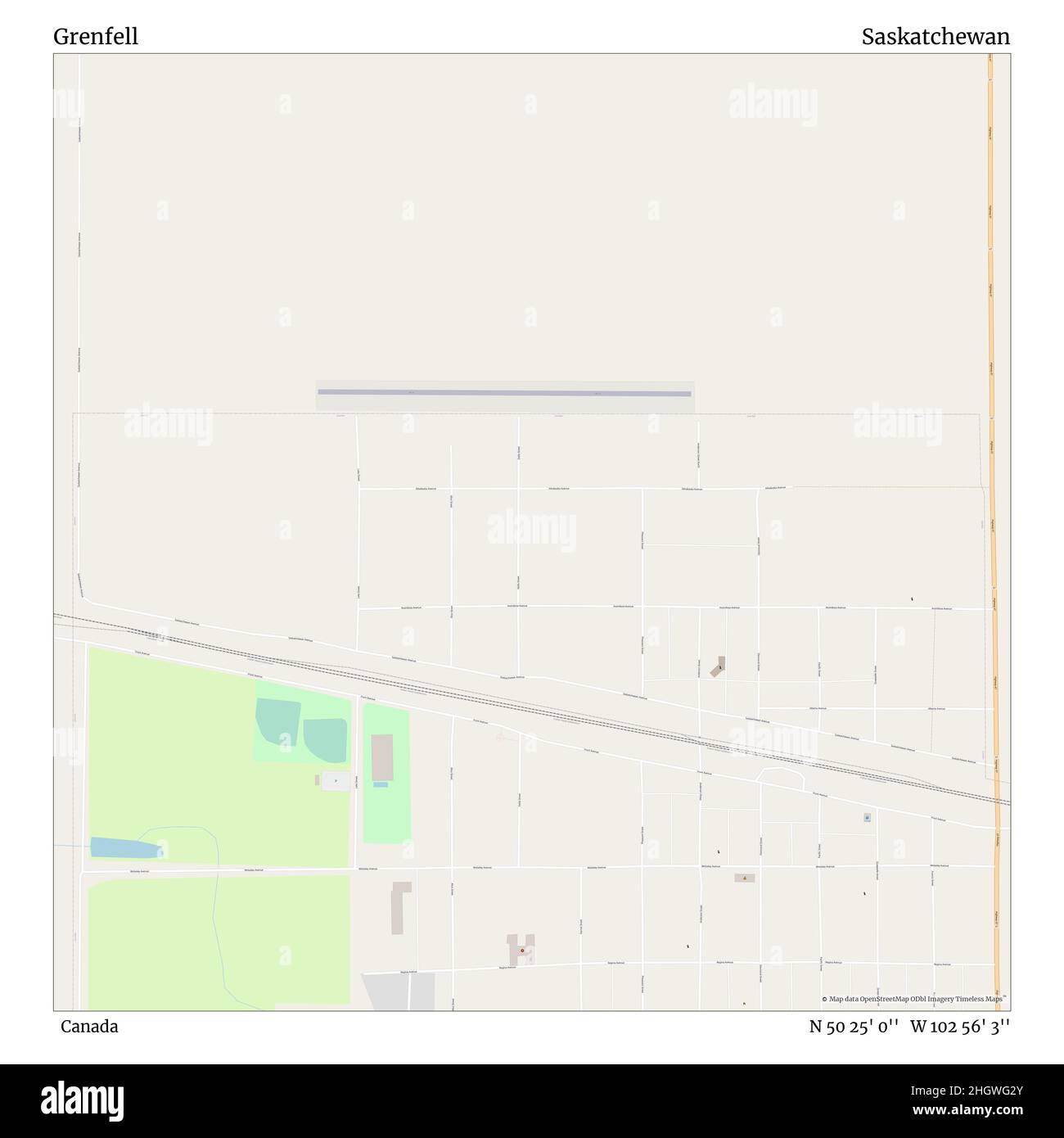 Grenfell, Kanada, Saskatchewan, N 50 25' 0'', W 102 56' 3'', map ...