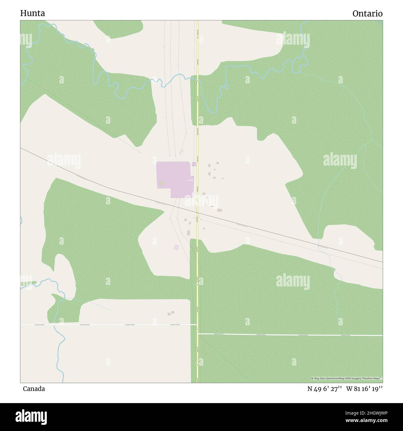 Hunta, Kanada, Ontario, N 49 6' 27'', W 81 16' 19'', map, Timeless Map ...