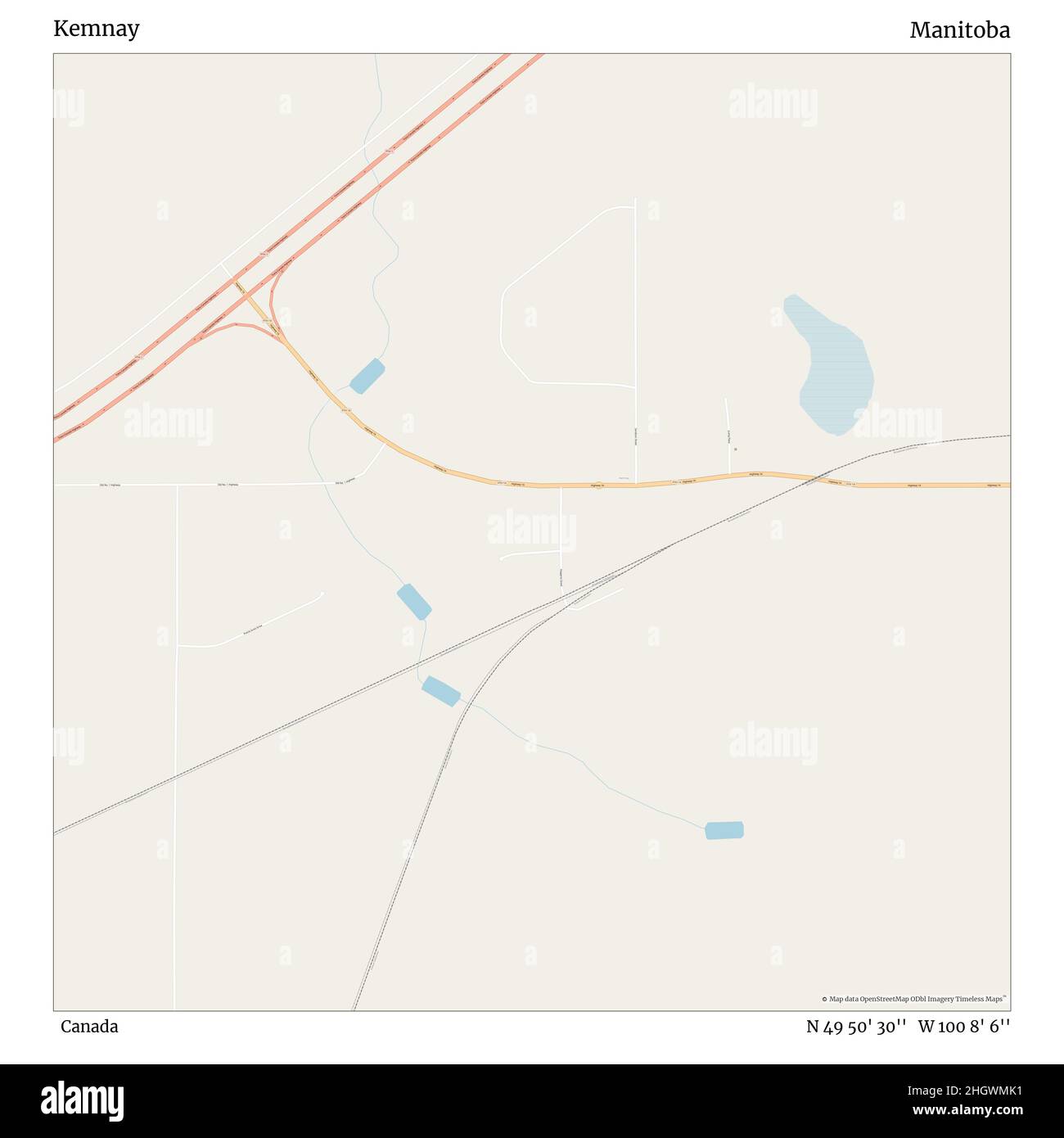 Kemnay, Kanada, Manitoba, N 49 50' 30'', W 100 8' 6'', map, Timeless ...
