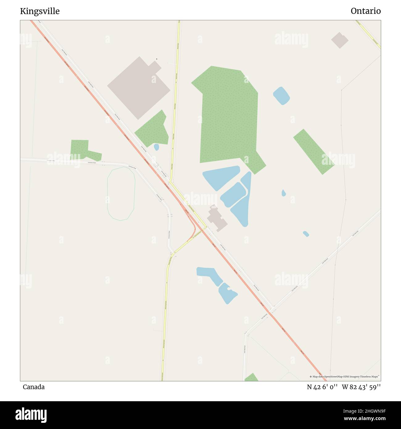 Kingsville, Kanada, Ontario, N 42 6' 0'', W 82 43' 59'', map, Timeless ...