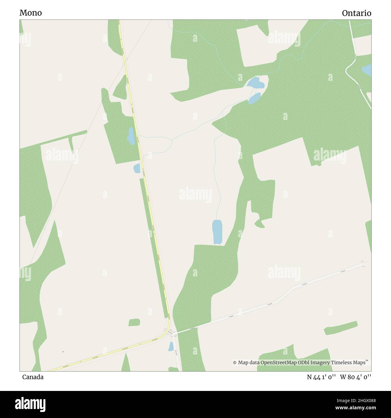 Mono, Canada, Ontario, N 44 1' 0'', W 80 4' 0'', map, Timeless Map ...