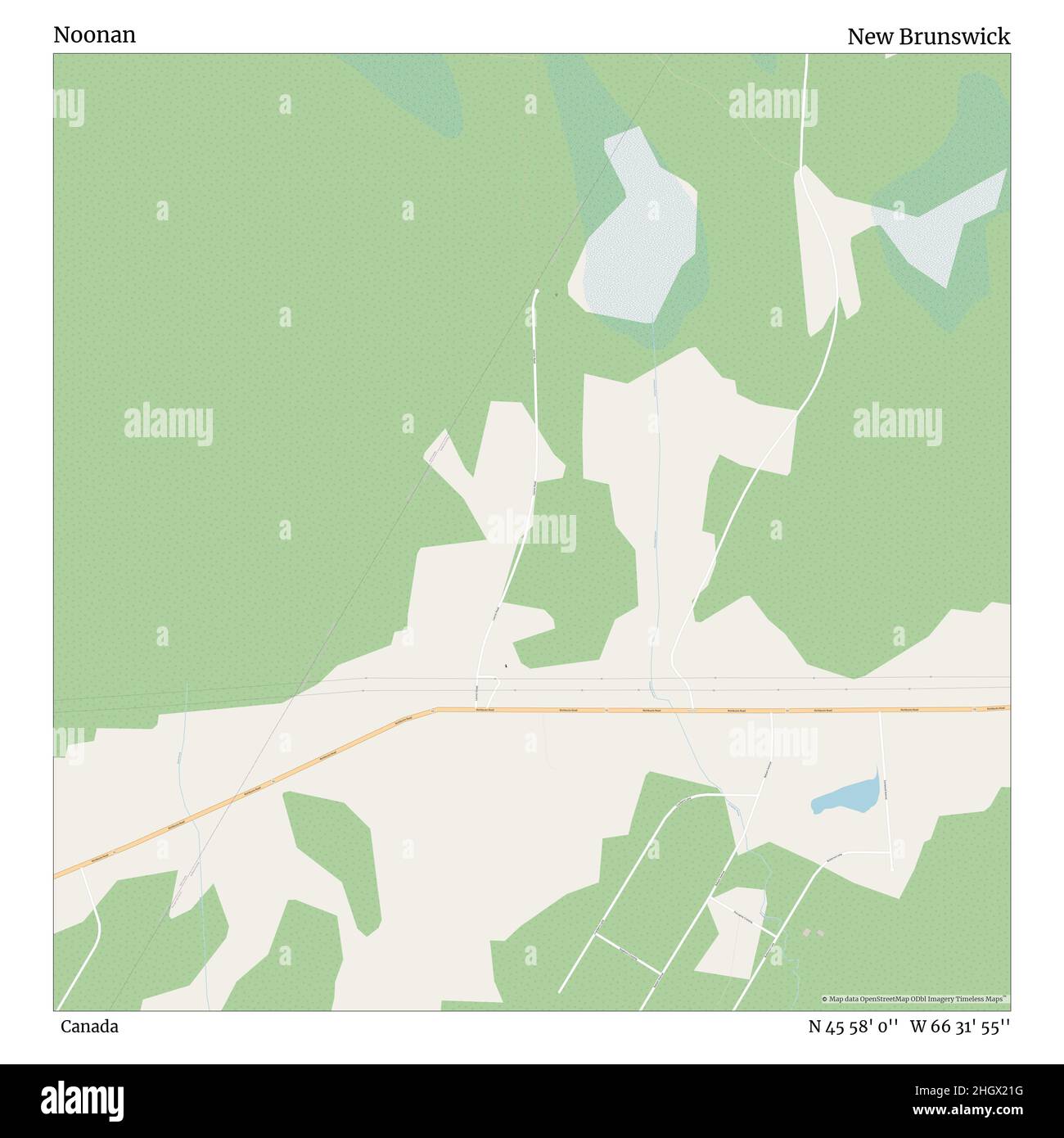 Noonan, Kanada, New Brunswick, N 45 58' 0'', W 66 31' 55'', map, Timeless Map veröffentlicht im ...