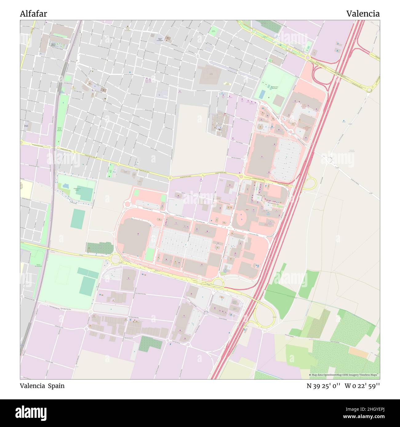Alfafar, Valencia, Spanien, Valencia, N 39 25' 0'', W 0 22' 59'', map ...