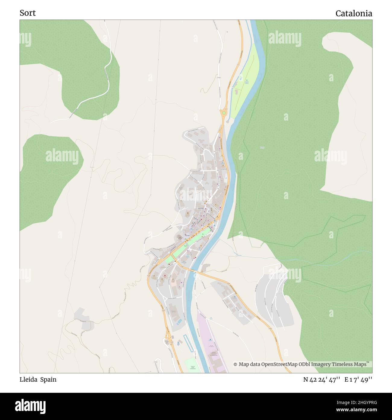 Sort, Lleida, Spain, Catalonia, N 42 24' 47'', E 1 7' 49'', map ...