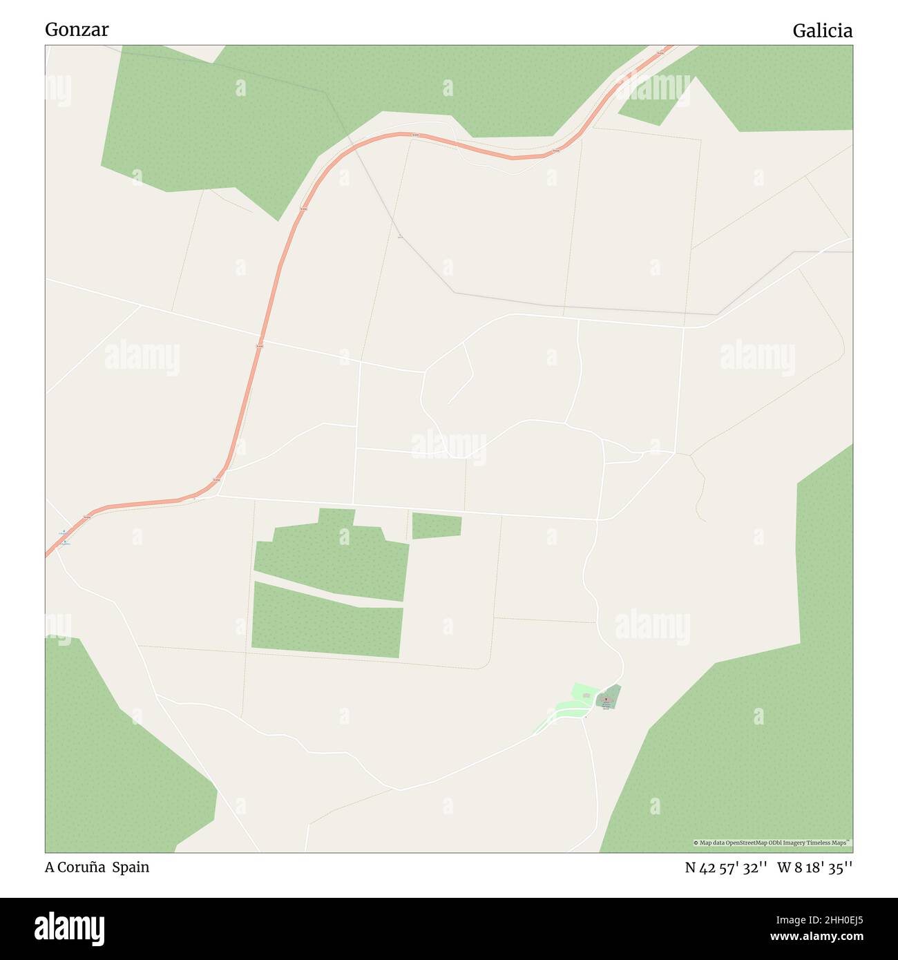 Gonzar, A Coruña, Spanien, Galicien, N 42 57' 32'', W 8 18' 35'', map ...