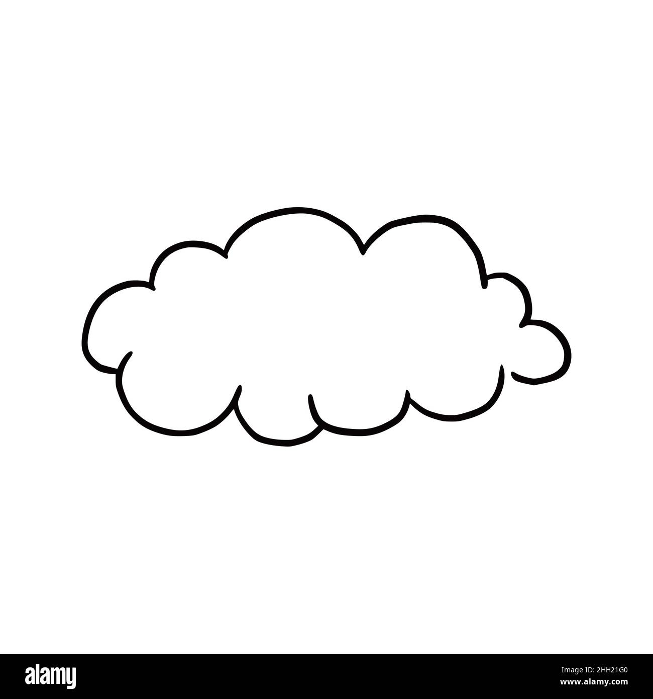 Handgezeichneter Wolkensatz. Wolke im Stil von Doodle Sketch. Einfache ...