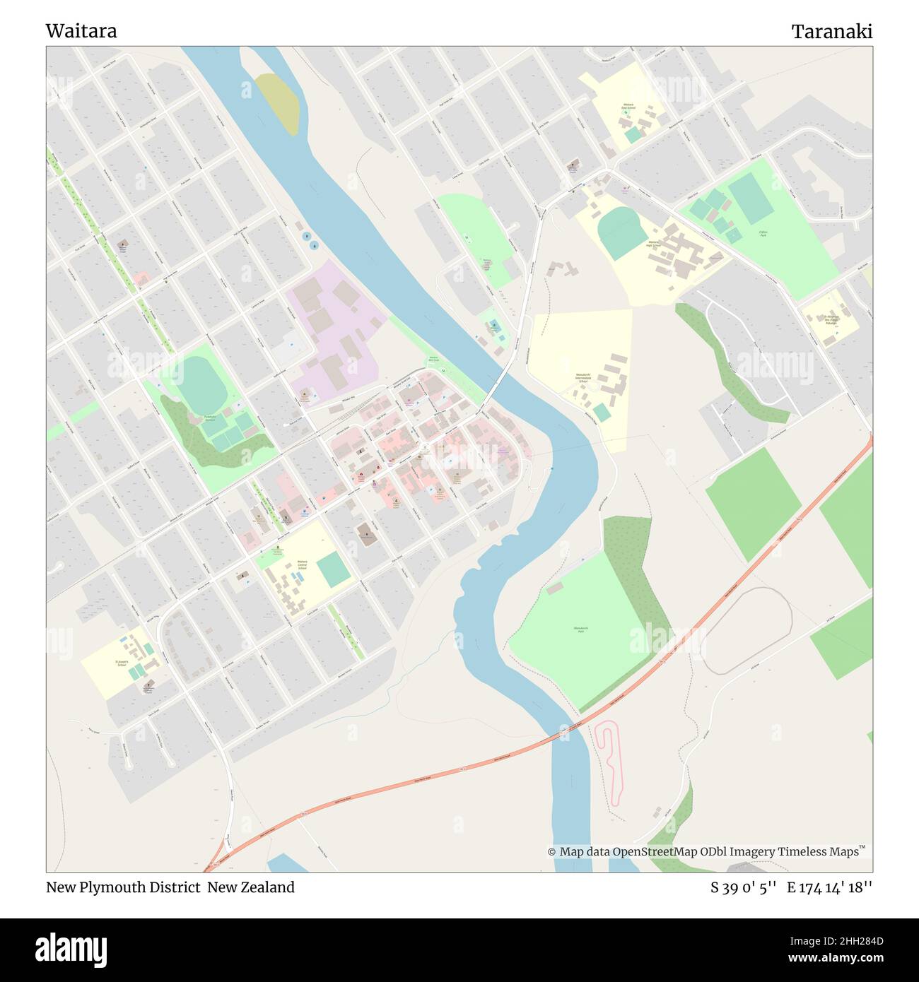 Waitara, New Plymouth District, Neuseeland, Taranaki, S 39 0' 5'', E ...