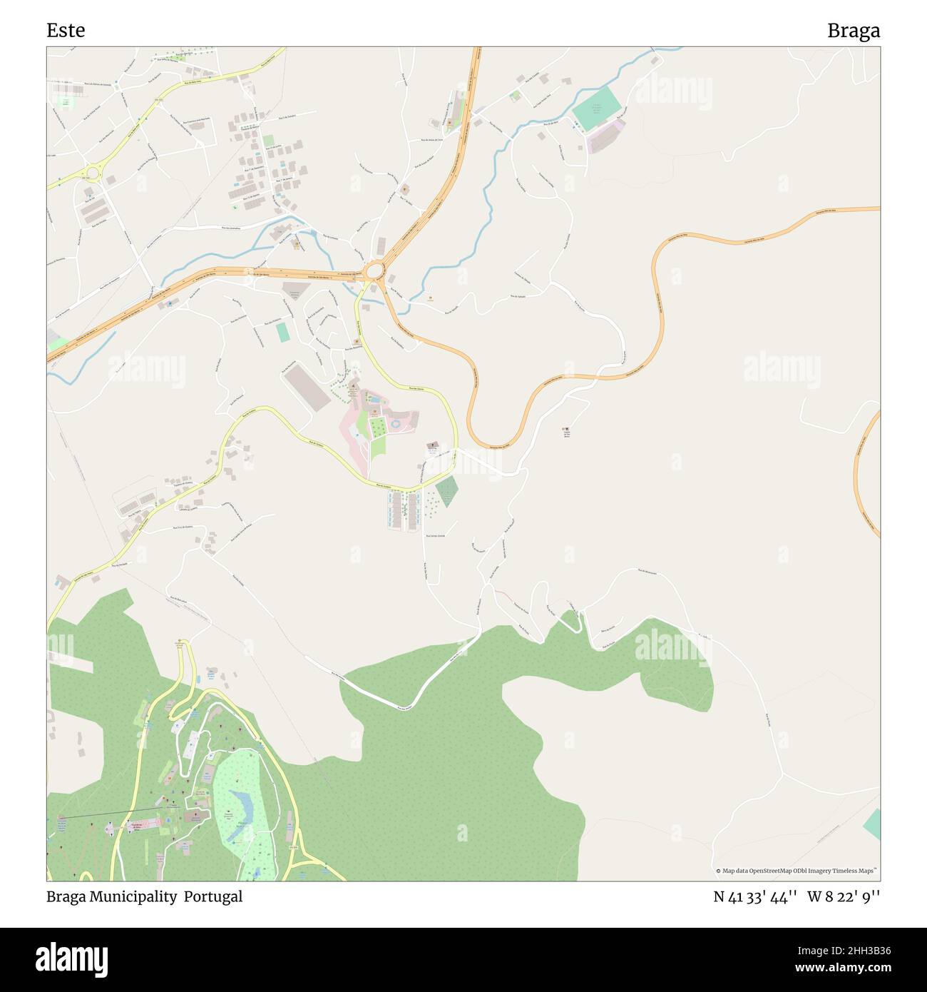 Este, Gemeinde Braga, Portugal, Braga, N 41 33' 44'', W 8 22' 9'', map ...