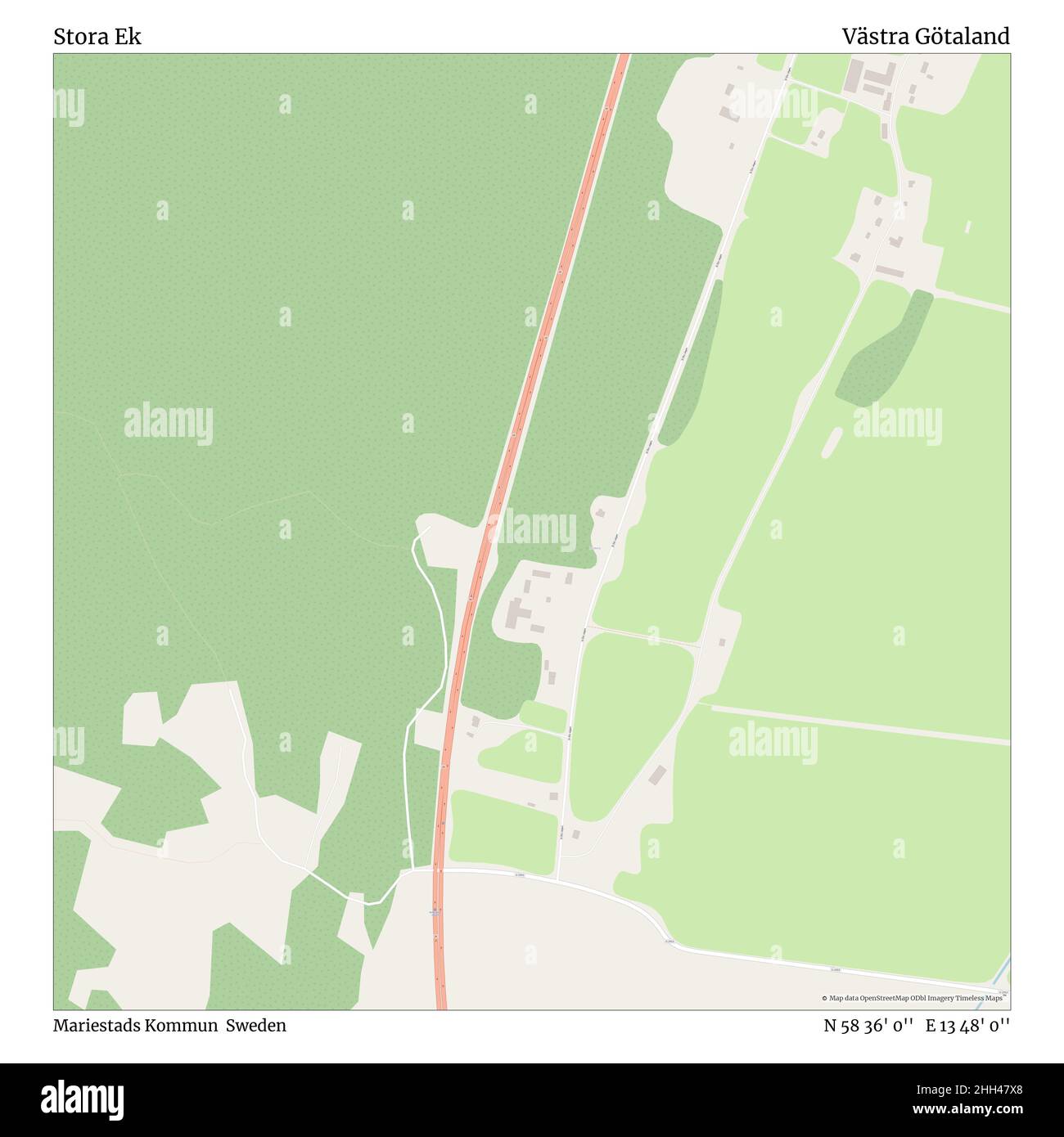 Stora Ek, Mariestads Kommun, Schweden, Västra Götaland, N 58 36' 0'', E ...