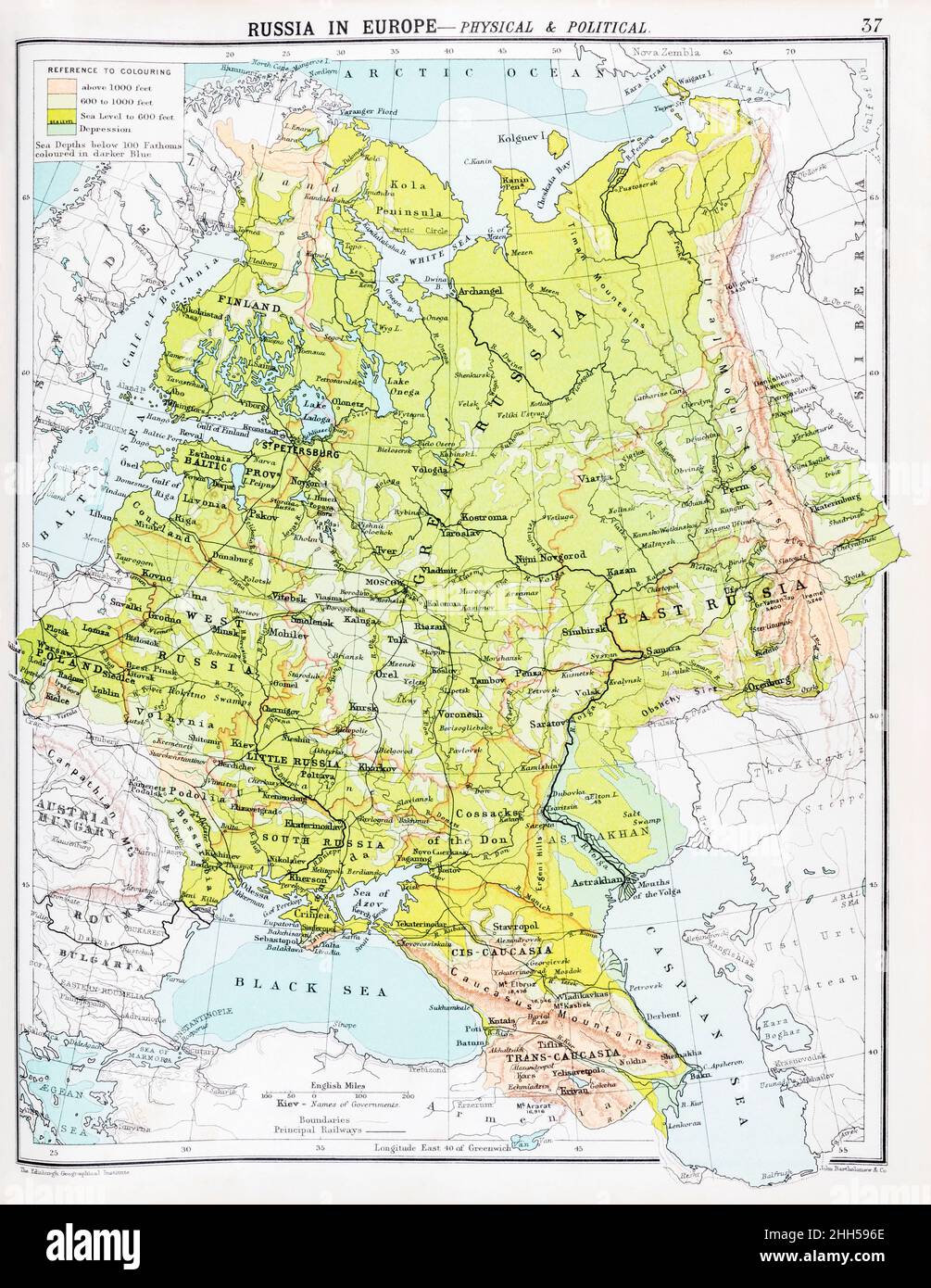 Historische Atlas-Karte des frühen 20th. Jahrhunderts des alten ...
