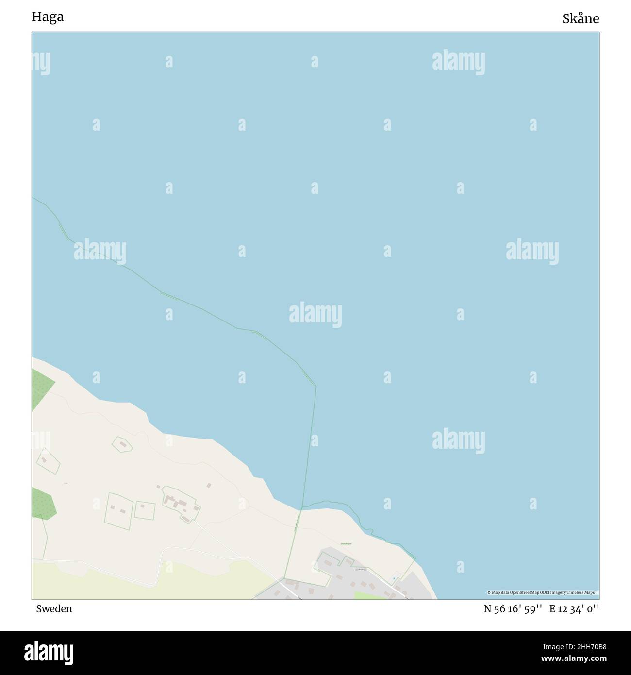 Haga, Schweden, Skåne, N 56 16' 59'', E 12 34' 0'', map, Timeless Map ...