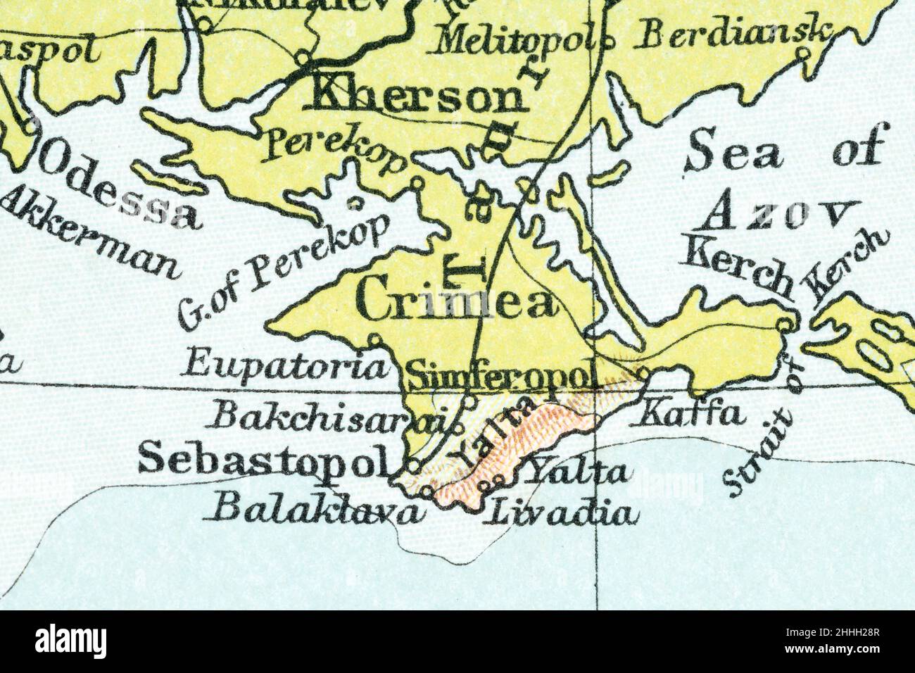 Historische Atlas-Karte der Krim im vorsowjetischen Russland des frühen ...