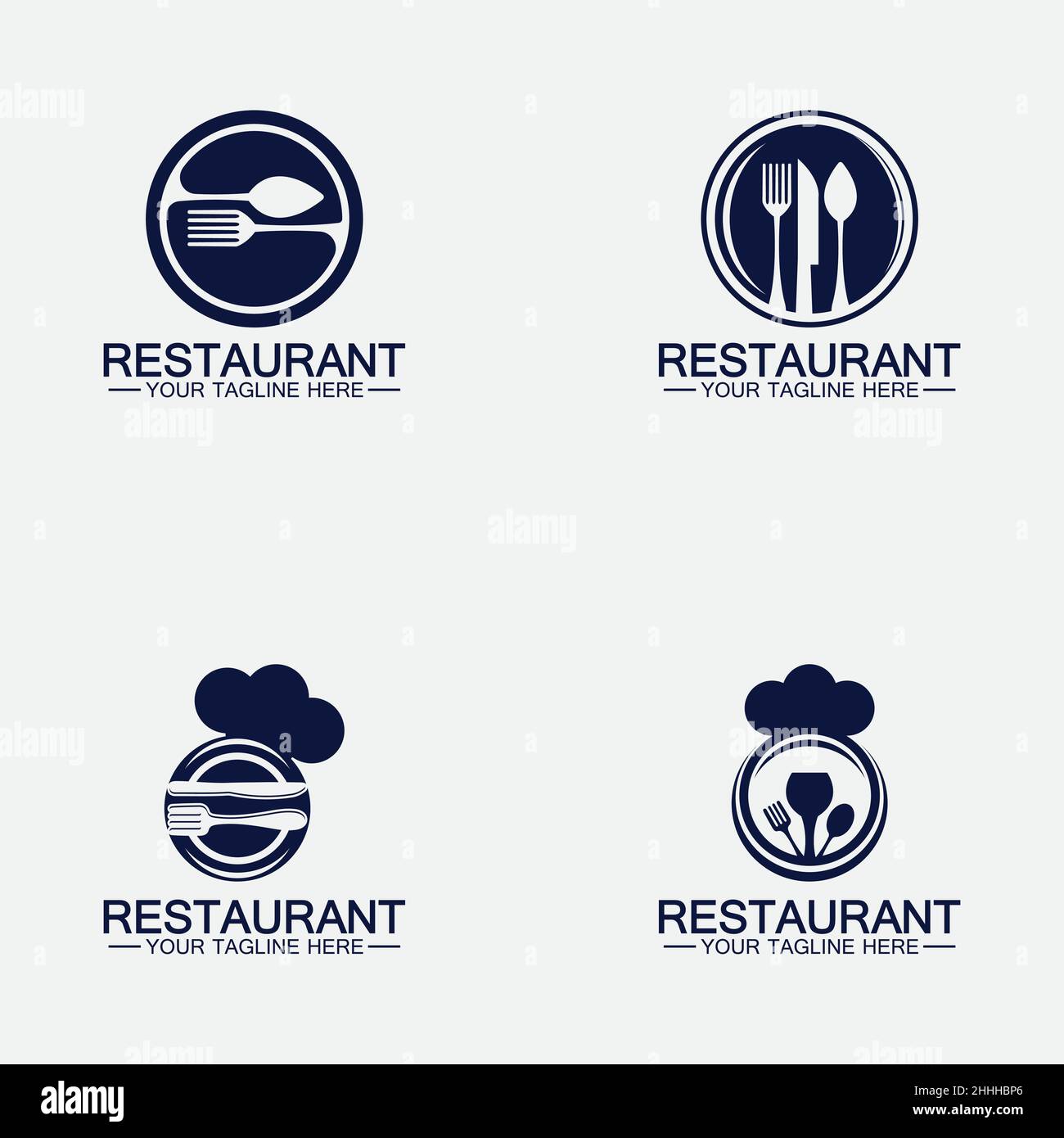 Set Restaurant Logo mit Löffel und Gabel-Symbol, Menü Design Food Drink ...