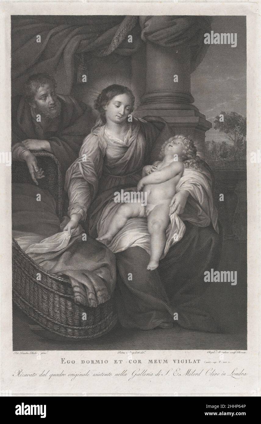 Die Heilige Familie mit der Heiligen Elisabeth und dem Säugling Johannes dem Täufer, der einen ...