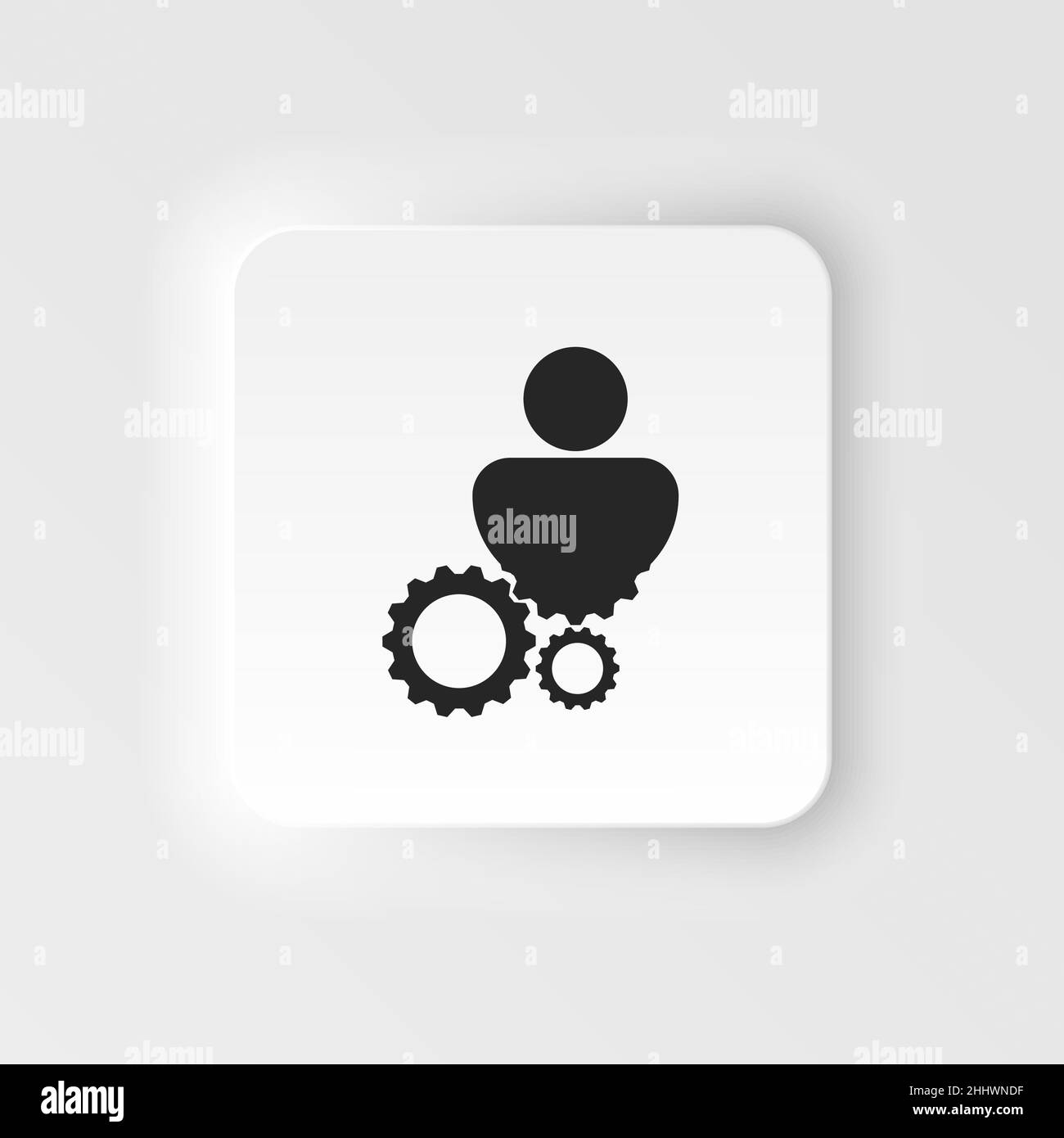 Human Intellect Gear Vector neumorphisches Icon-Symbol. Flaches ...
