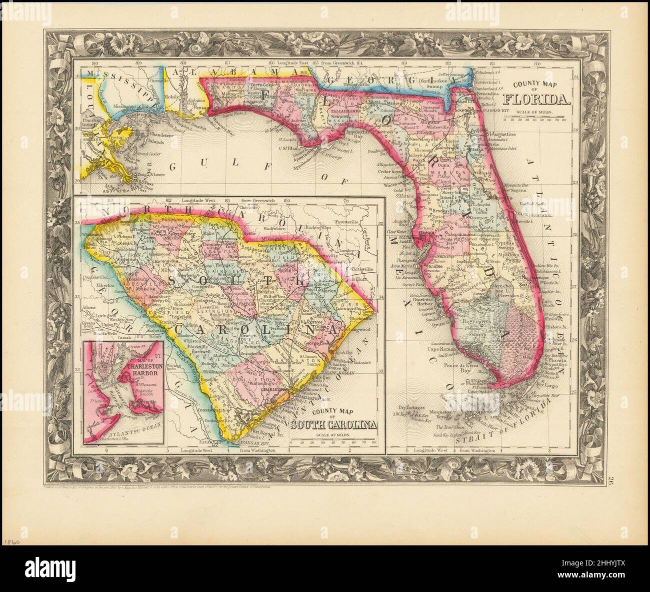 Samuel Augustus Mitchell Jr. Titel County Map of Florida [with Maps of ...