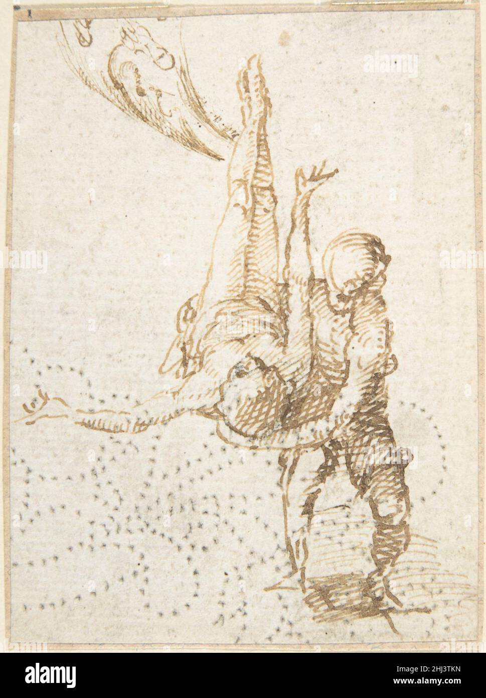 Szene des Martyriums (Kreuzigung des heiligen Petrus?) (recto); Fragment of Design for ...