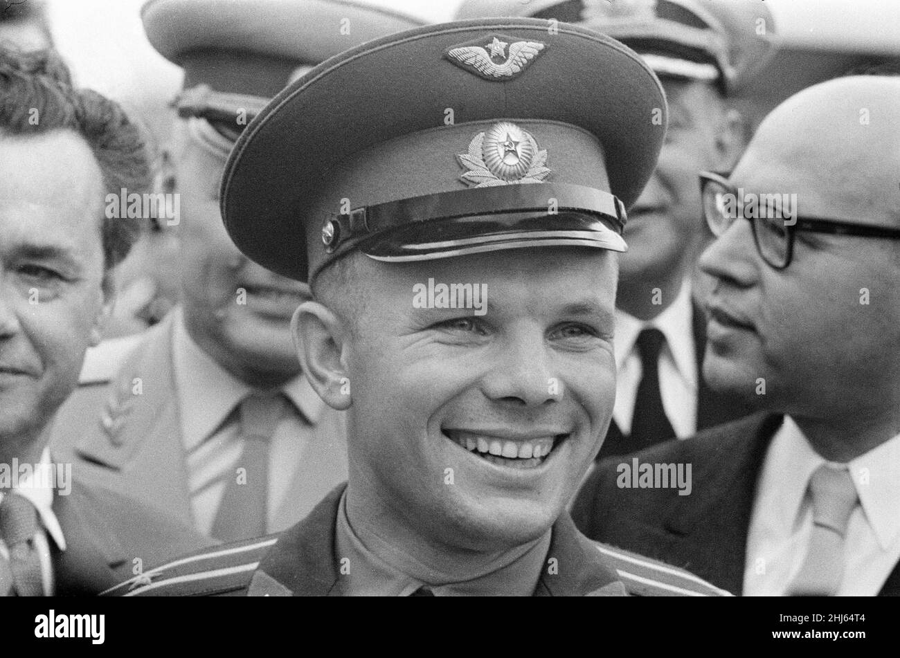 Juri Gagarin, sowjetischer Kosmonaut, der erste Mensch, der in den Weltraum reist, als seine ...