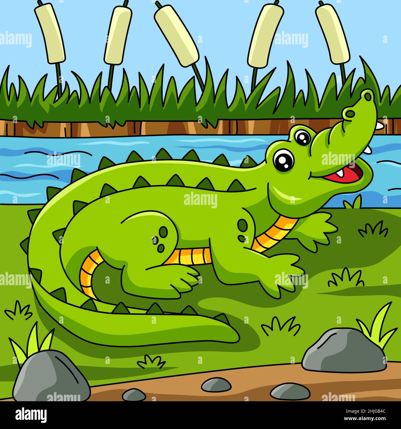 Krokodil Cartoon Vektor Farbige Illustration Stock-Vektorgrafik - Alamy
