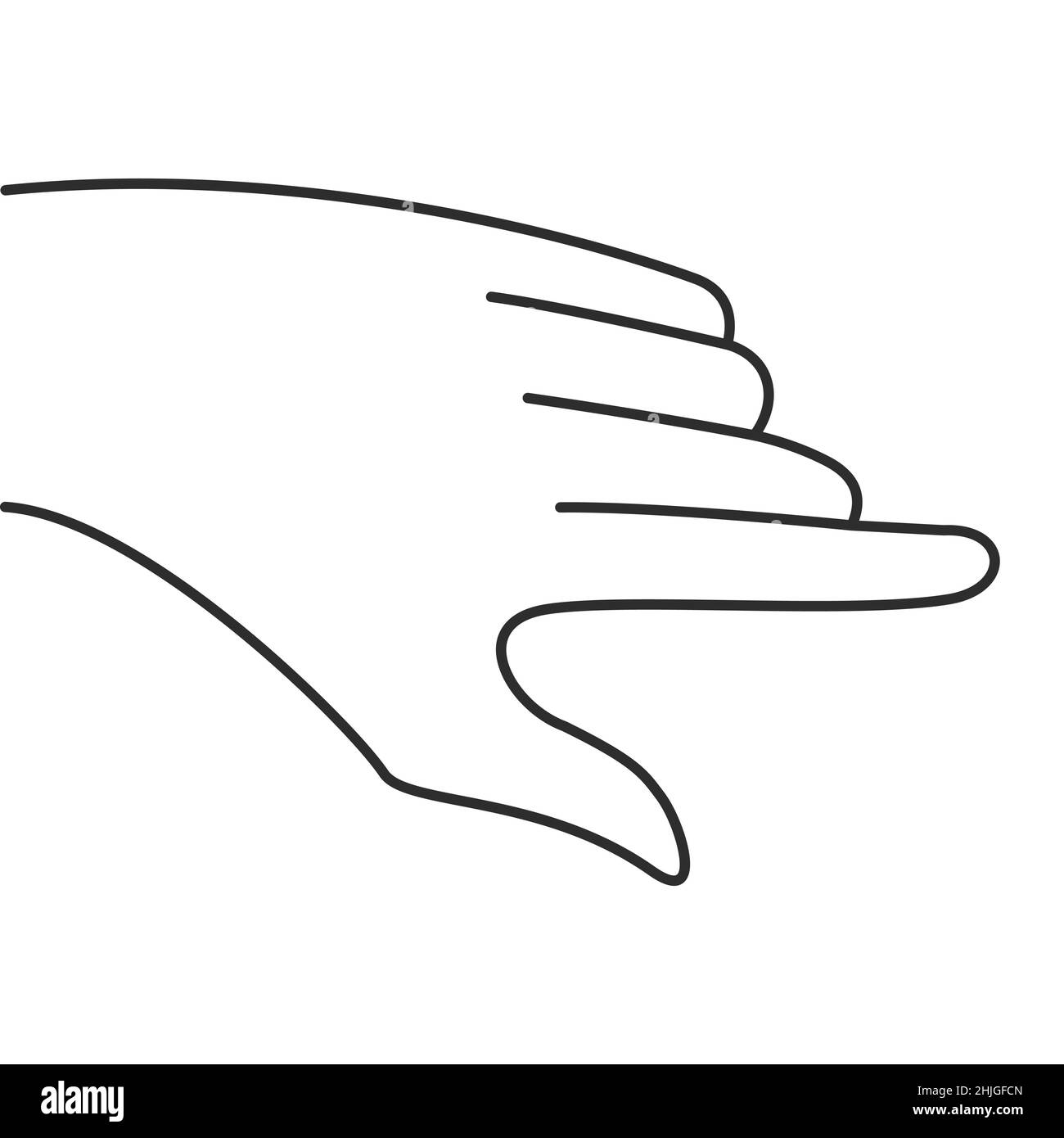 Handzeigendes Fingerzeichen. Flache Vektorgrafik mit dünnen Linien ...