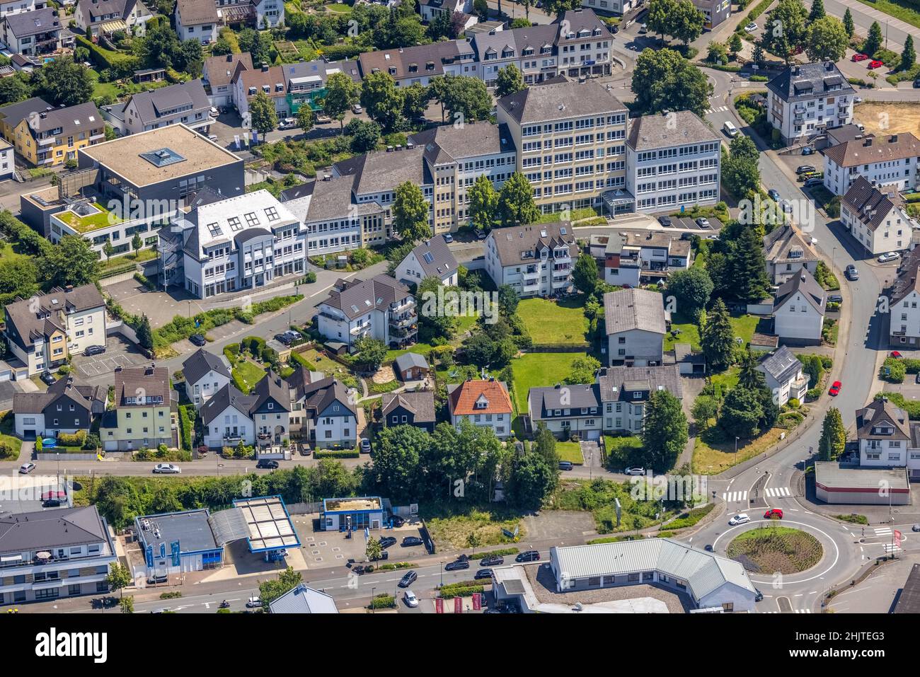 Luftaufnahme, VHS und Berufsschule Kurfürst-Heinrich-Straße, Olpe City ...