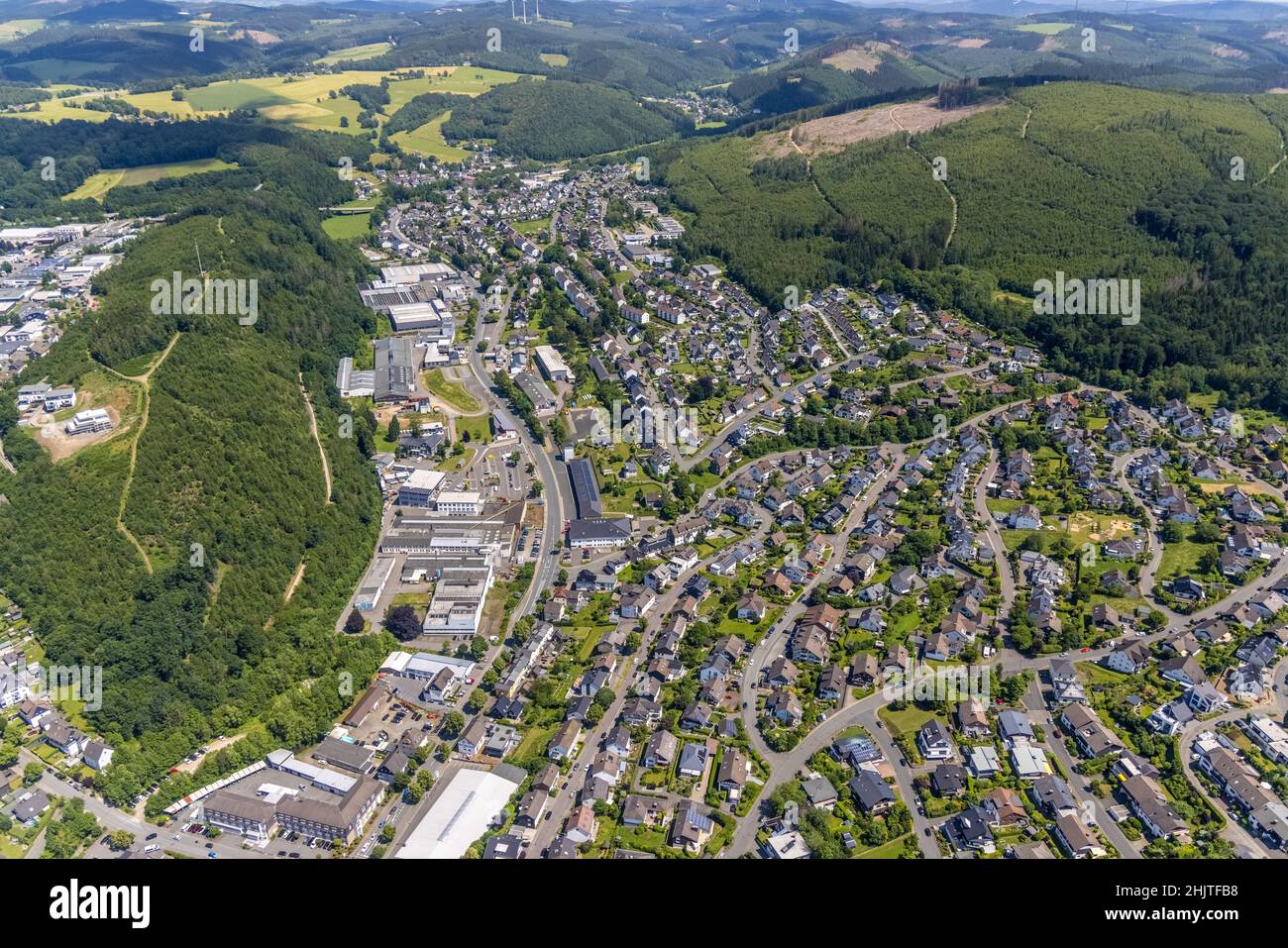 Luftaufnahme, Industriegebiet Olper Hut, Stadt Olpe, Olpe, Sauerland ...