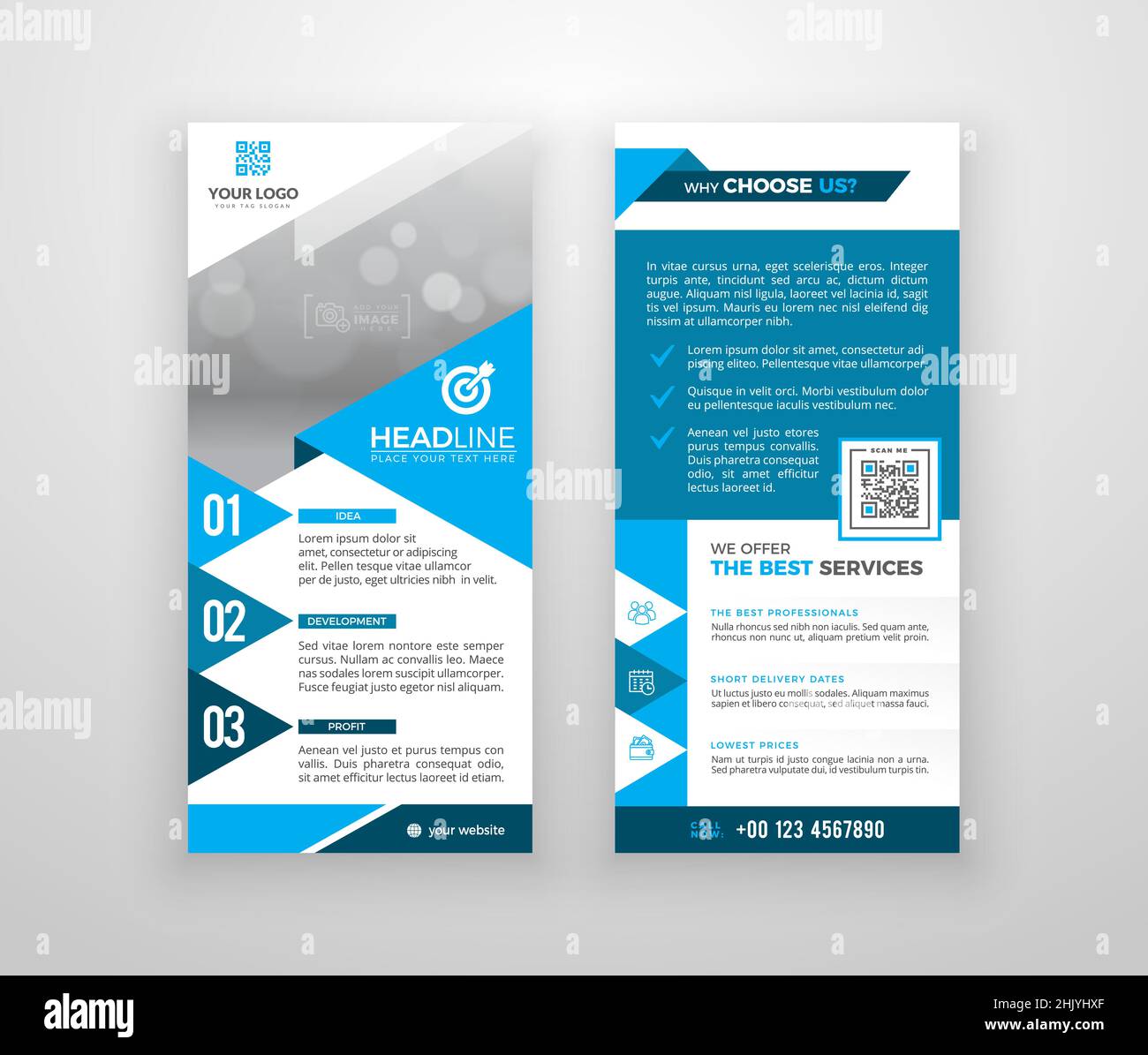 Doppelseitiges DL-Flyer-Design. Broschüre oder Flyer-Vorlage. Layout ...