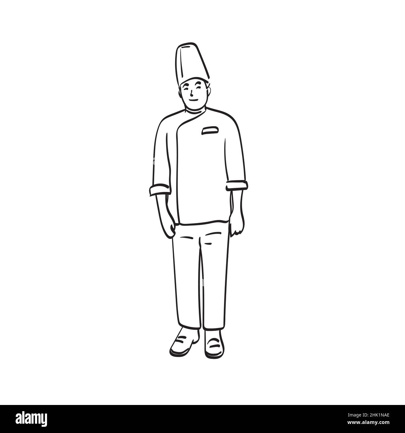 Ganzlänge Koch stehend Illustration Vektor Hand gezeichnet isoliert auf ...