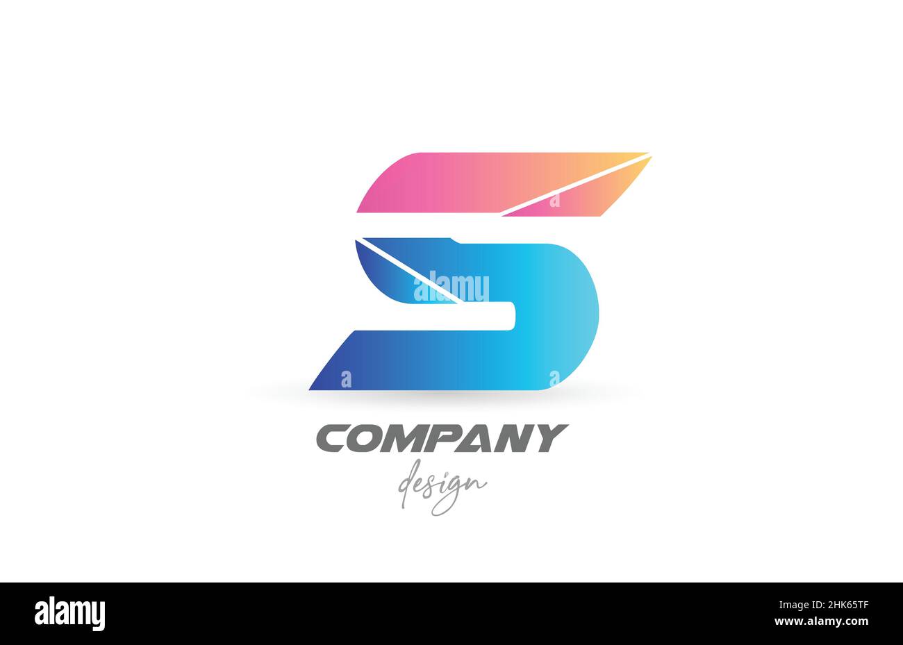 Buntes S-Alphabet-Logo-Symbol mit aufgeschnittenem Design und blau-rosa ...