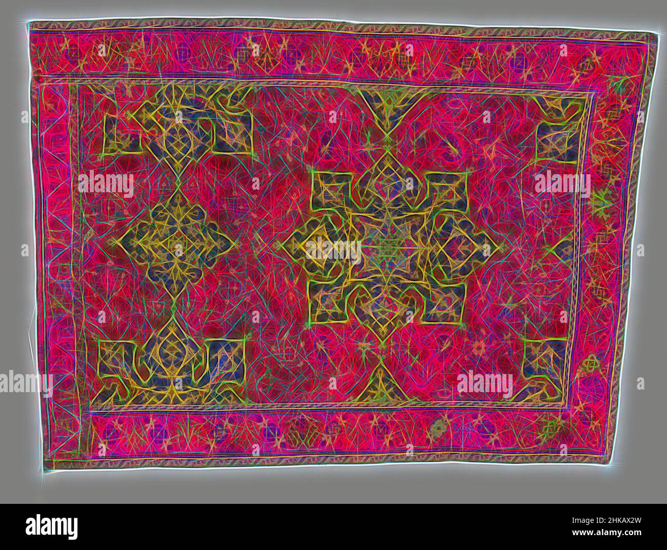 Inspiriert von Star-Ushak- oder Star-Medaillon-Tuch. Helles rotes Feld ...