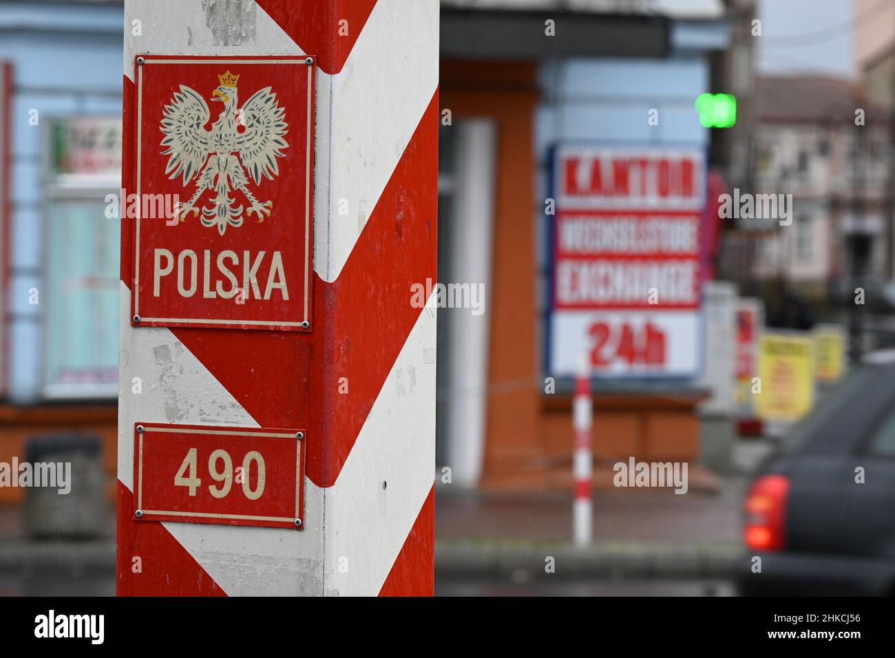 Slubice, Polen. 01st. Februar 2022. An der deutsch-polnischen Grenze ...