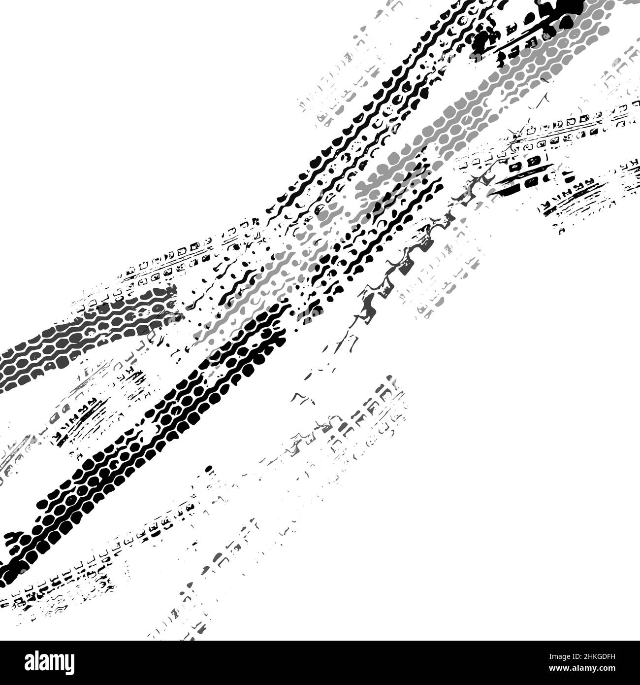 Spuren von der Reifenfläche eines Autos, Motorrads oder Fahrrads ...