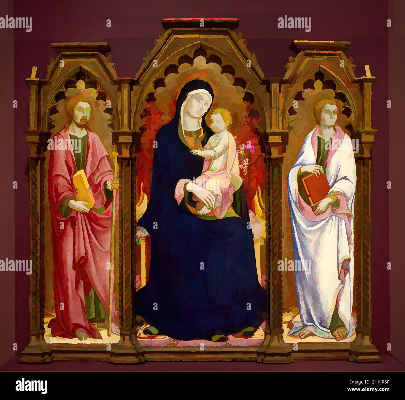 Kunst inspiriert von Madonna und Kind mit den Heiligen Jakobus Major und Johannes dem ...