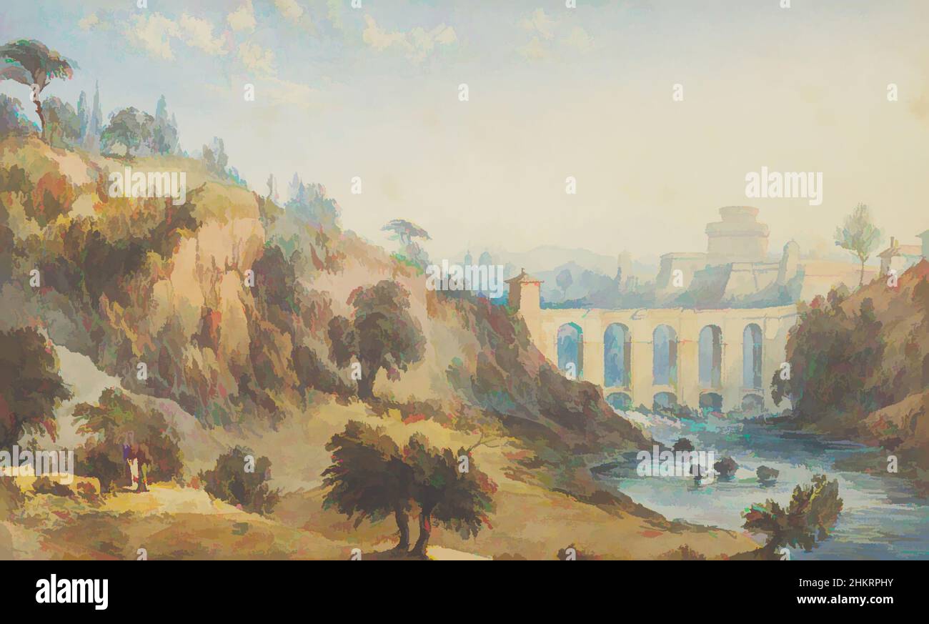 Kunst inspiriert von Einer Brücke in der Nähe von Rom, William Crouch, Künstler, 1817-1840 ...