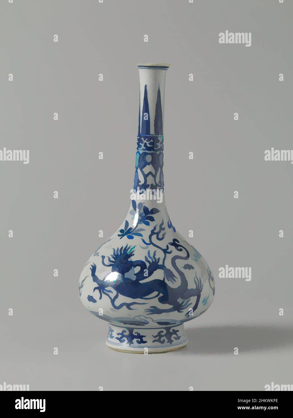 Kunst inspiriert von Vase, Flaschenvase mit zwei Löwenmonstern über ...