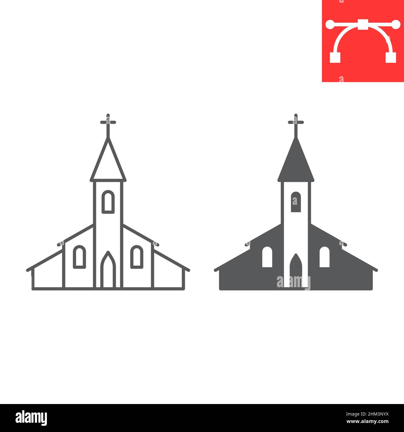 Kirche Linie und Glyphe Symbol, gott und christentum, Kirche Vektor ...