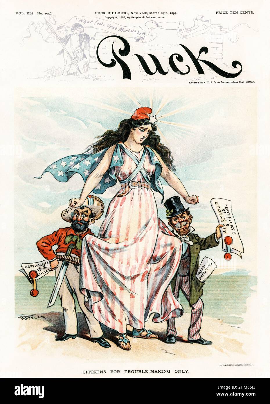 Ein Cover des American Puck Magazine aus dem späten 19th. Jahrhundert ...