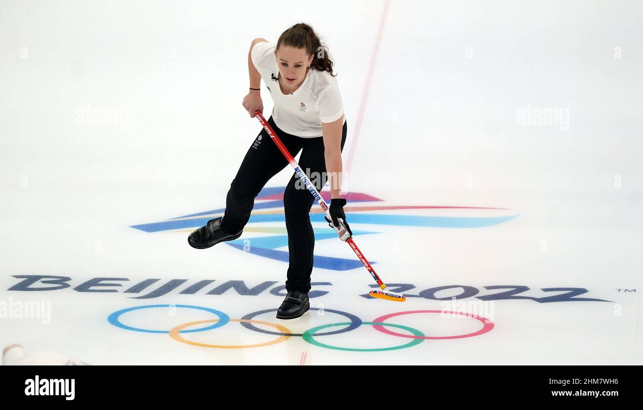 Die britische Jennifer Dodds beim Gemischten Doppel ...
