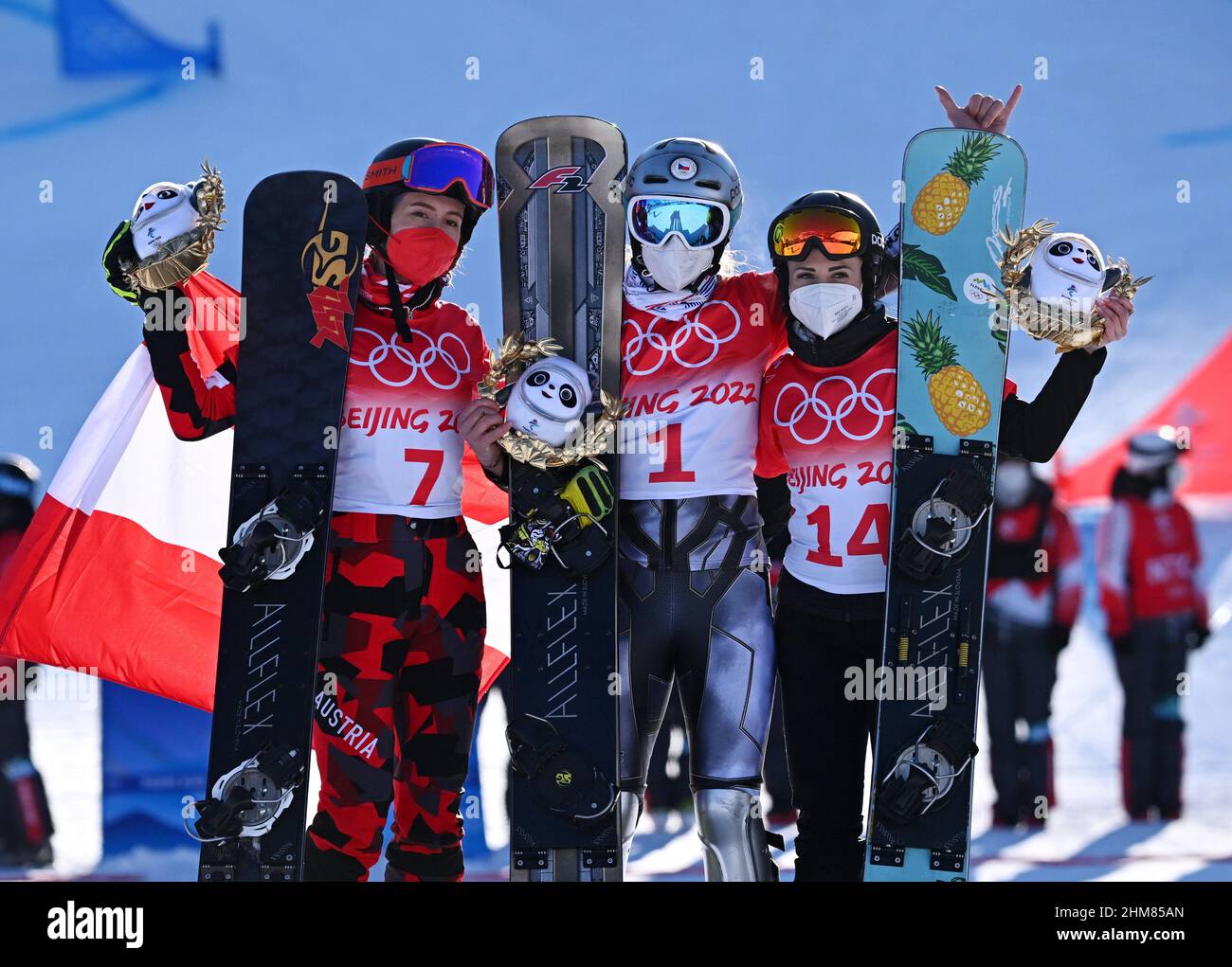 Olympische Spiele 2022 in Peking - Snowboard - Zeremonie zur Medaille ...