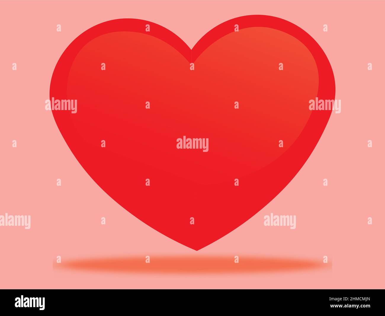 Rotes Herz Liebe Symbole mit Schatten Stock-Vektorgrafik - Alamy
