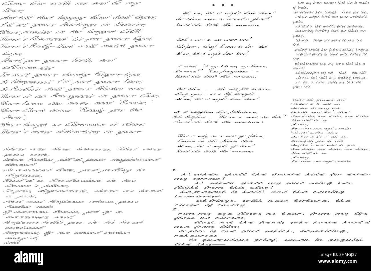 Handschriftliches Gedicht Stock-Vektorgrafiken kaufen - Alamy