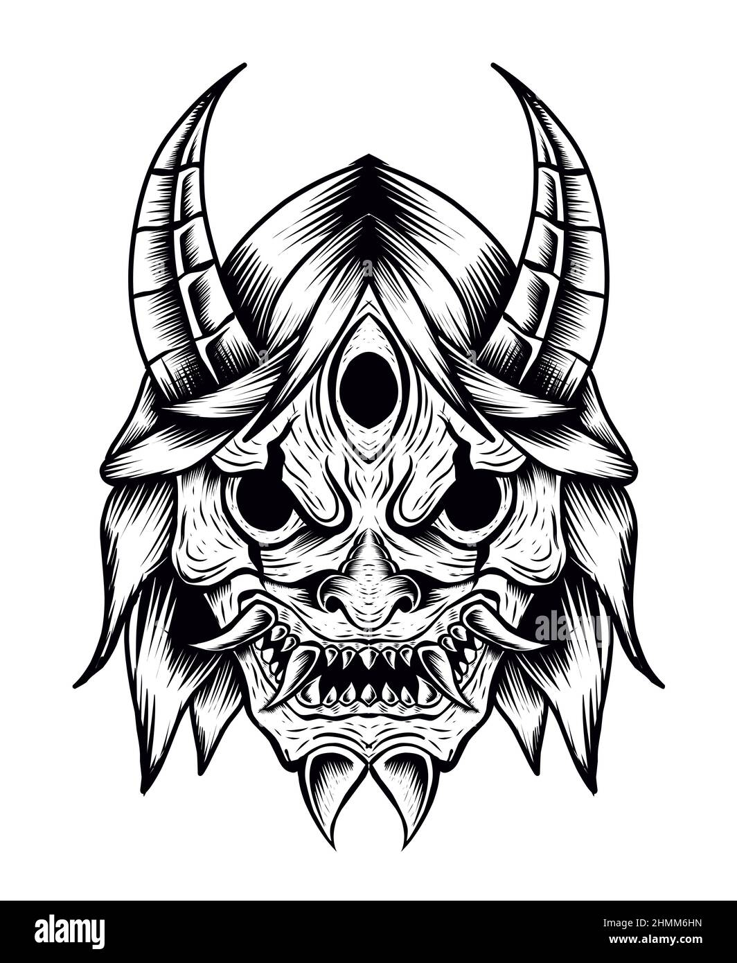 Illustration oni Maske auf weißem Hintergrund Stockfotografie - Alamy