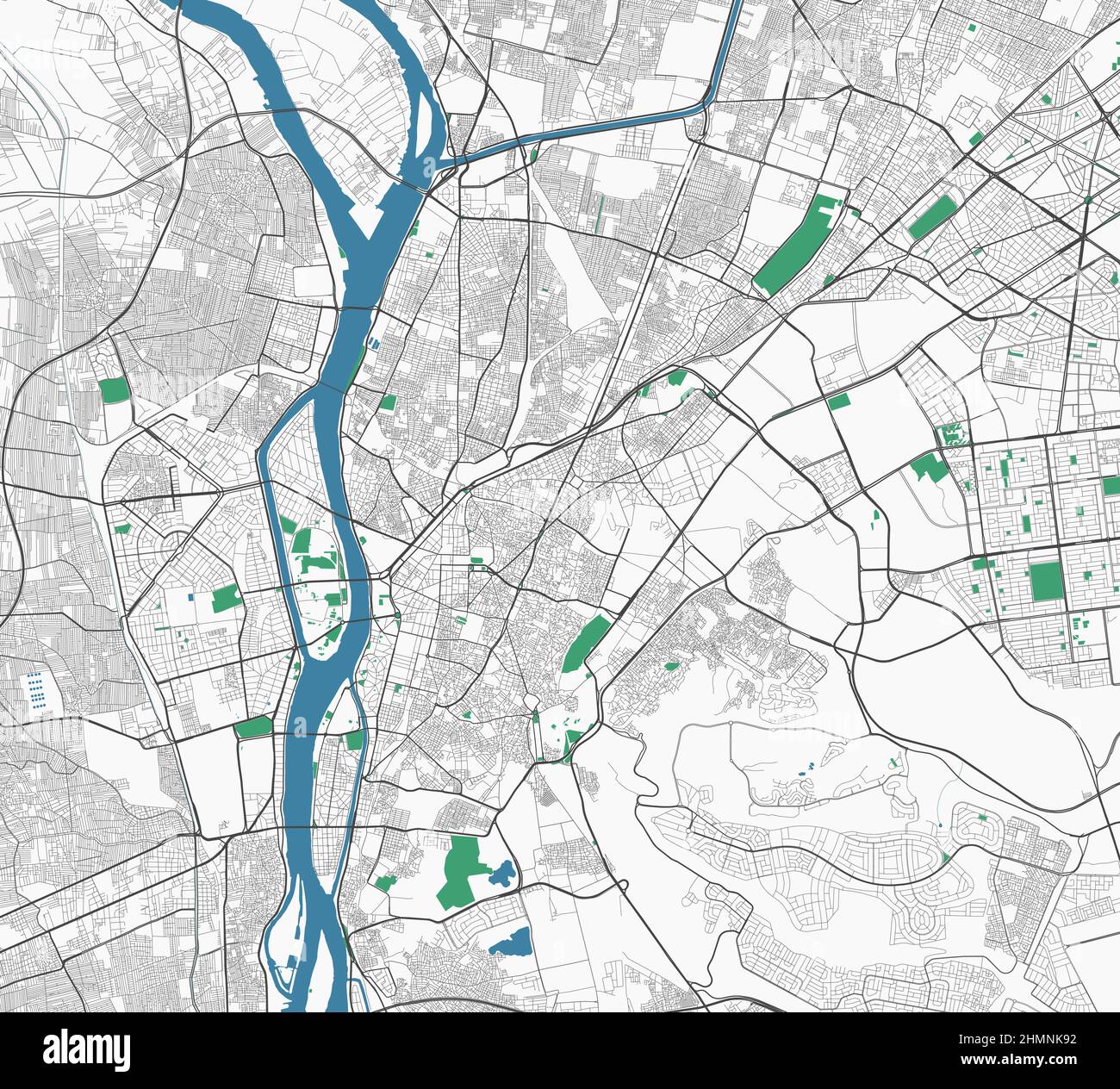 Vektorkarte Kairo. Detaillierte Karte des Verwaltungsgebiets der Stadt ...