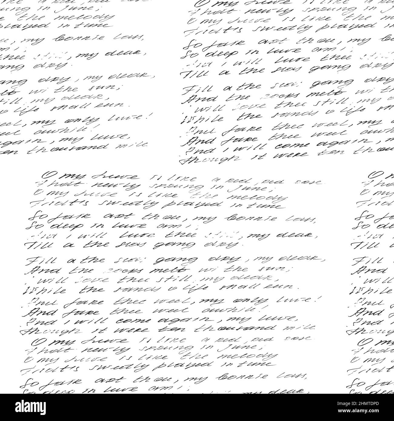 Handschriftliches gedicht Stock-Vektorgrafiken kaufen - Alamy