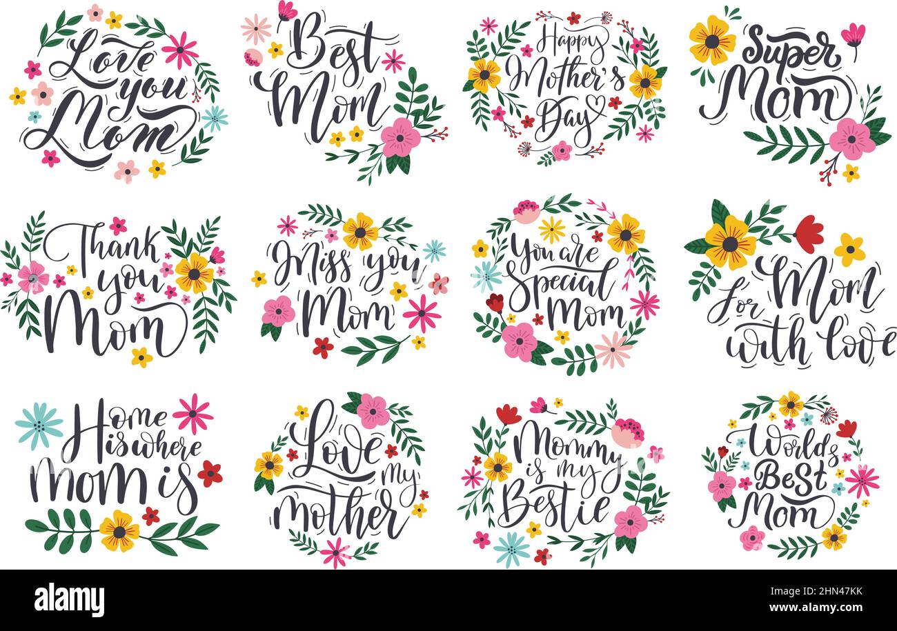 Mothers Day Lettering Zitate, Grußkarten Elemente. Happy Mothers Tag ...