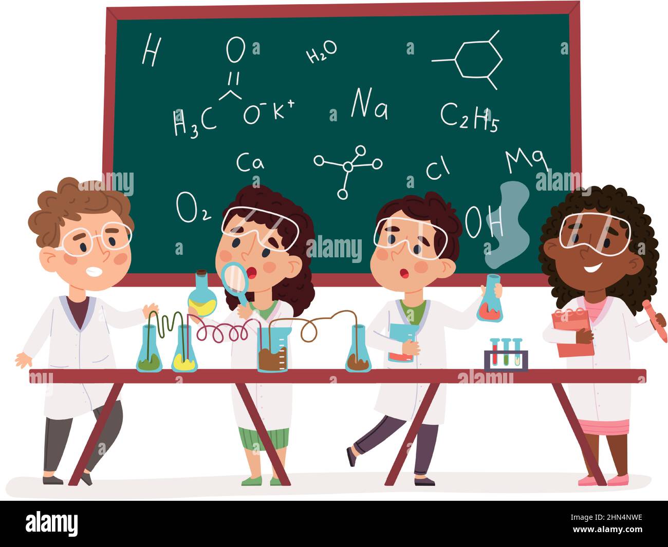 Cartoon science experiment children Stock-Vektorgrafiken kaufen - Alamy