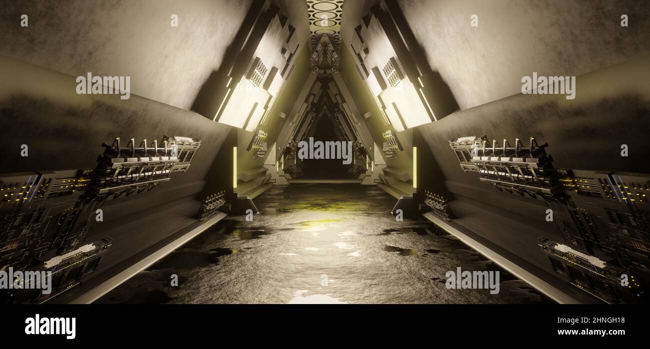 Sci-Fi Alien Hangar Tunnel Futuristischer Flur Cyberpunk Cutting Edge ...
