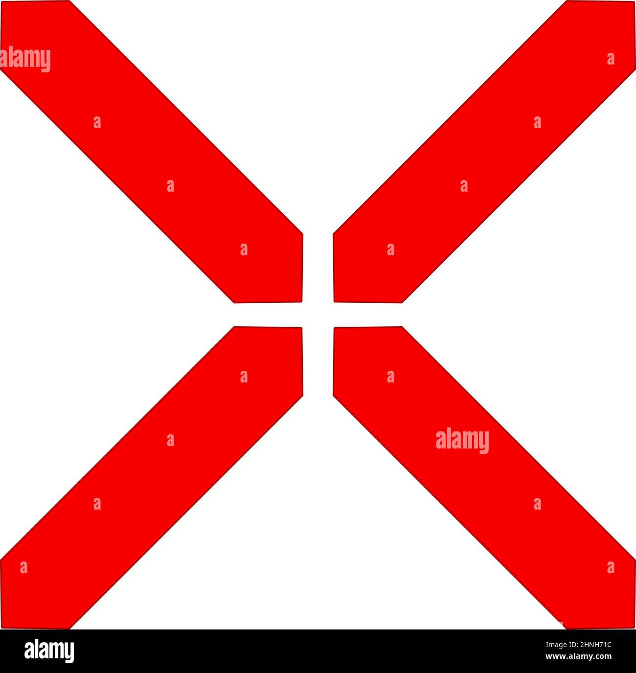 Rotes X-Zeichen, Form, Buchstabe. Fadenkreuz, Zielmarke ...